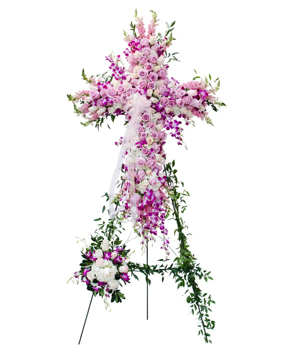 Orchid Opulence Funeral Cross | Flowers by Mike NY